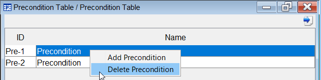 Precondition Table — STAMP Workbench 2.0 documentation